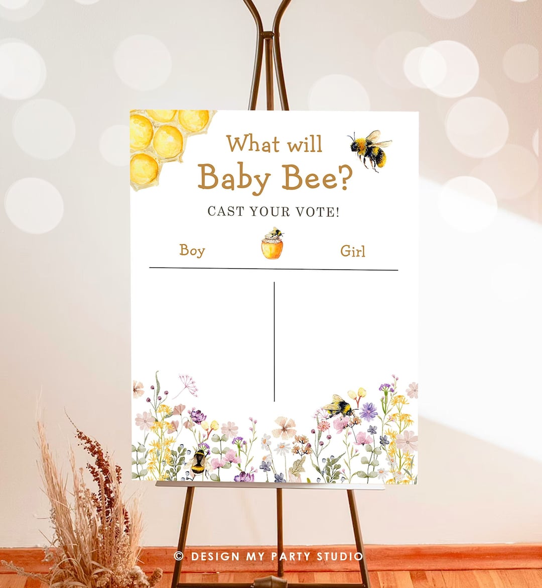 Cast Your Vote Sign Bee Gender Reveal He or She What Will Baby Bee Sign ...