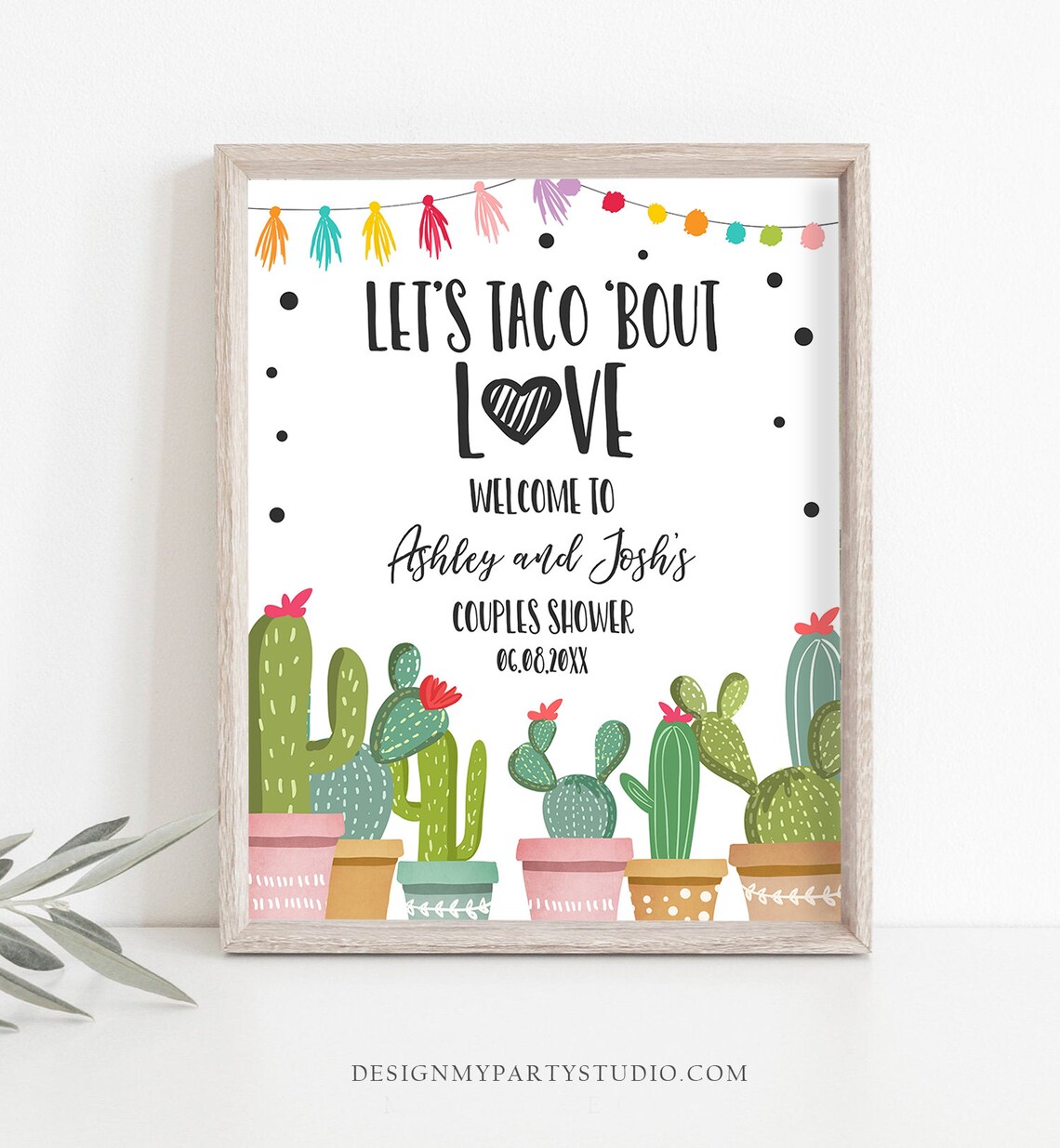 Editable Taco Bout Love Welcome Sign Couples Shower Cactus Mexican ...
