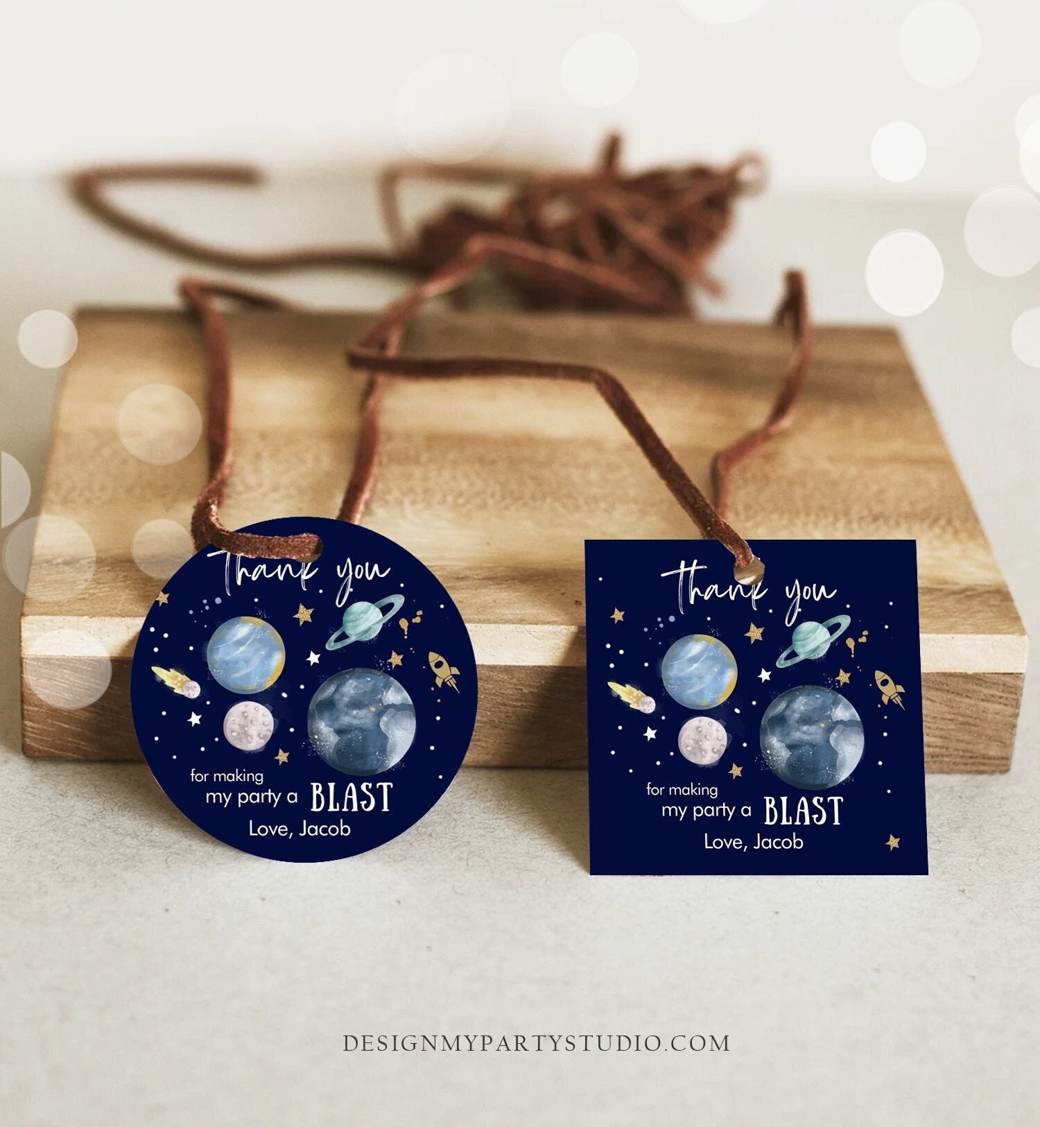 Editable Outer Space Favor Tags Space Birthday Thank You - Etsy