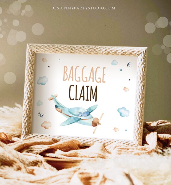 Baggage claim Sign Airplanes birthday party sign Vintage Around the ...