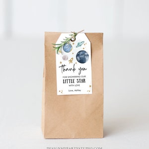 Editable Outer Space Favor Tags Space Baby Shower Thank You Boy Little ...