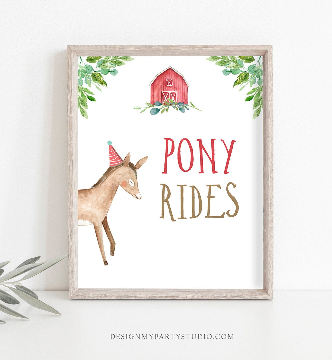 Pony Rides Sign Farm Animals Party Sign Farm Birthday Sign Zoo Barnyard ...