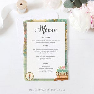 Editable Travel Adventure Menu Card Wedding Bridal Shower Birthday ...