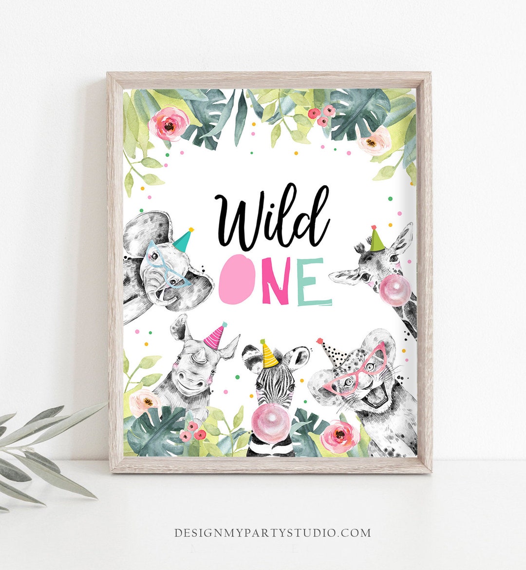 Wild One Birthday Sign Party One Wild Year First Birthday 1st Safari ...