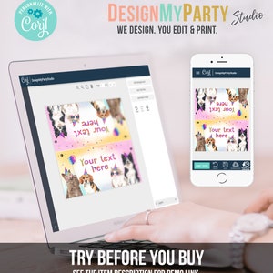 Editable Cats and Dogs Food Labels Kitten Birthday Place Card Tent Card ...