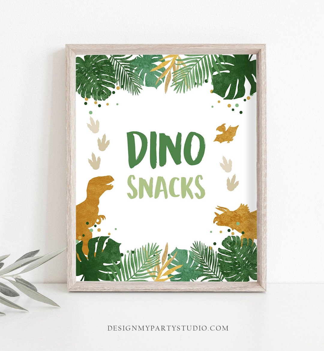 Dino Snacks Sign Table Decor Dinosaur Sign Dino Food Sweet Table ...