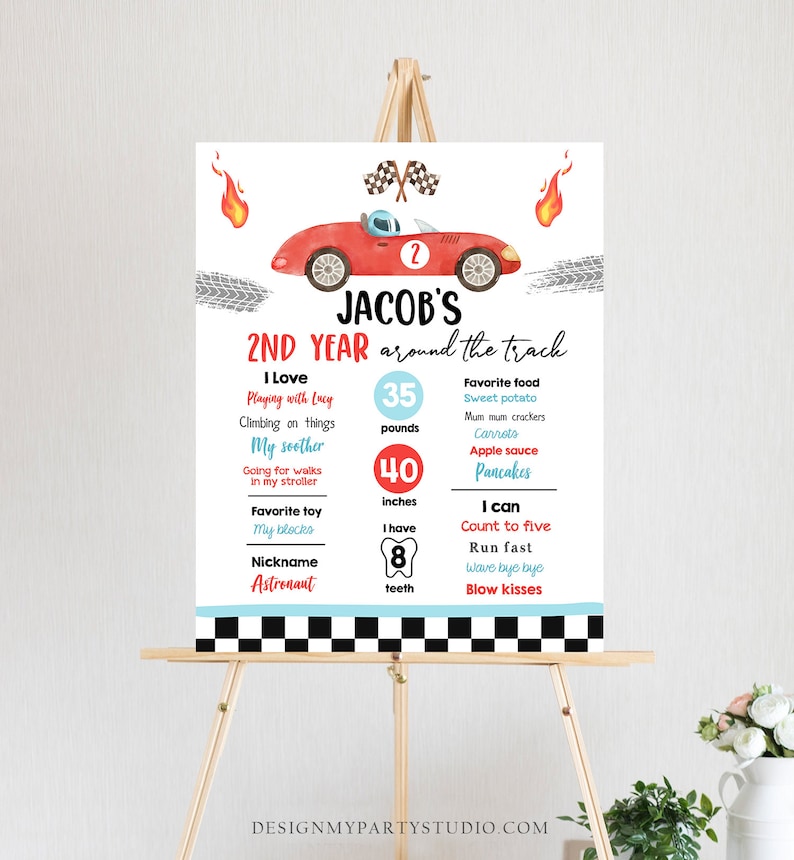 Editable Racing Racing Birthday Milestones Sign Two Fast Boy - Etsy