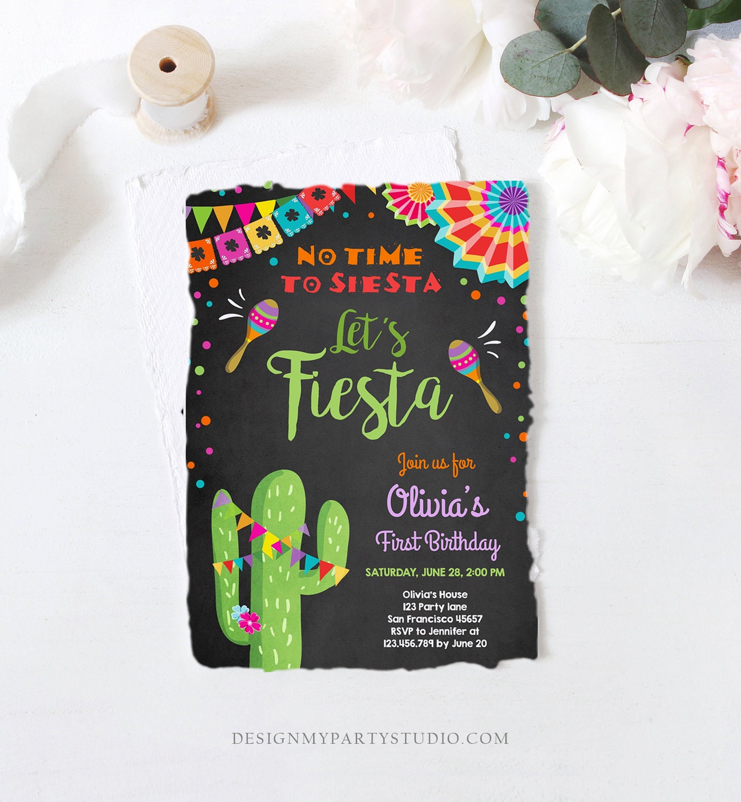 Editable Let's Fiesta Birthday Invitation No Time to | Etsy