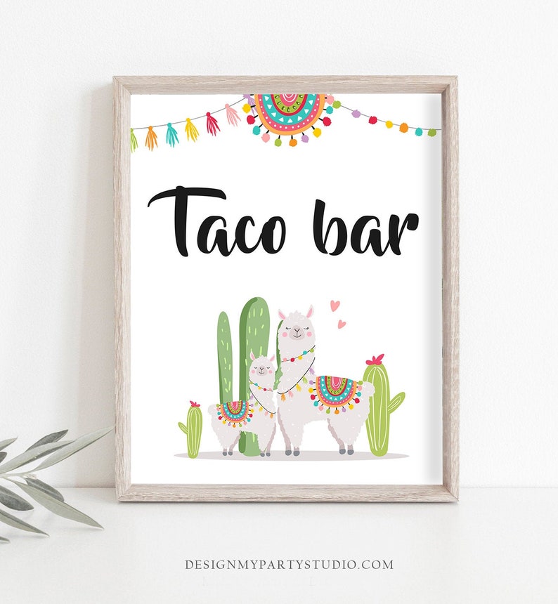 Llama Taco Bar Sign Fiesta Theme Baby Shower Couples Shower - Etsy