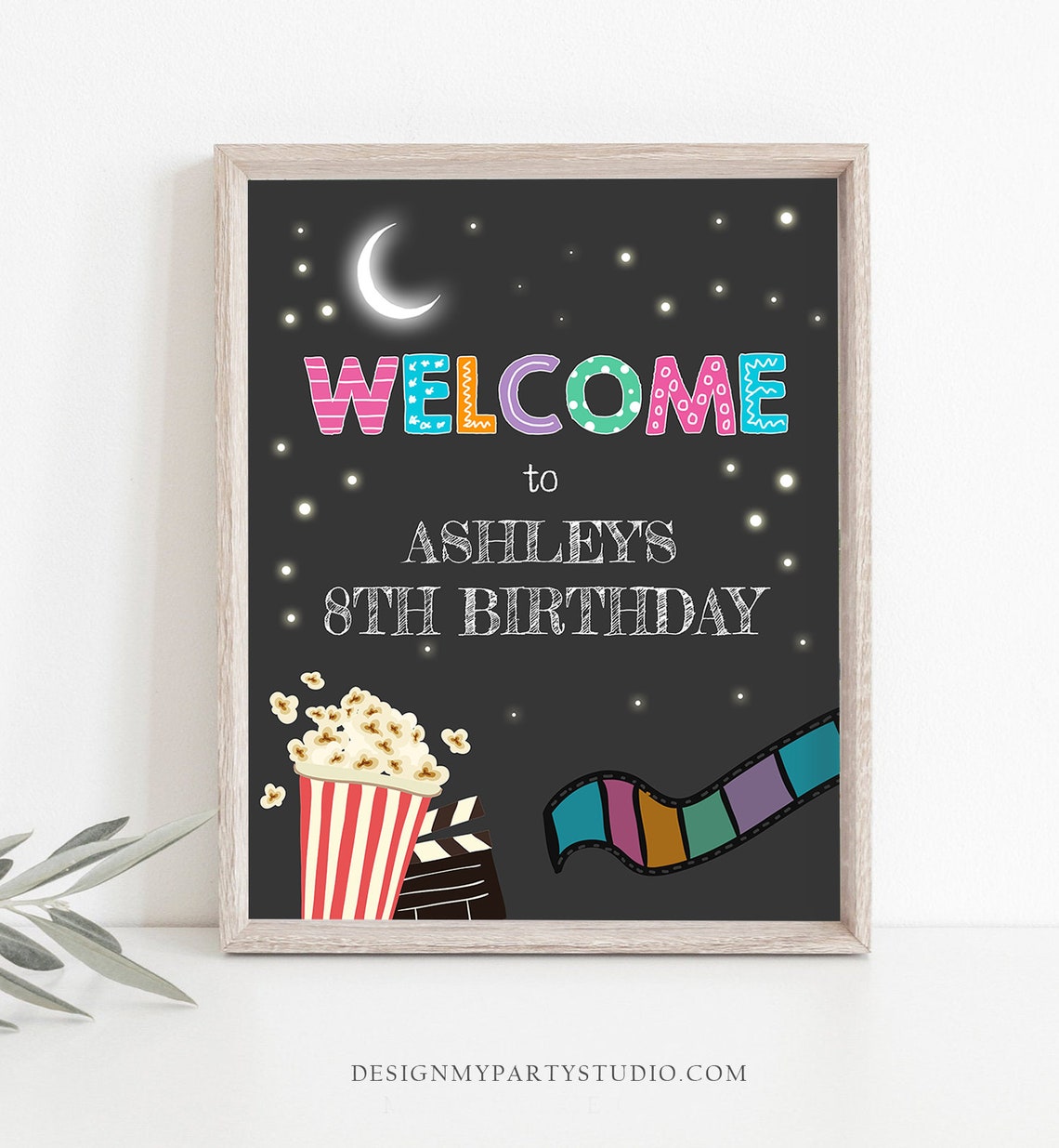 Editable Welcome Sign Movie Night Birthday Girl Movie Under - Etsy