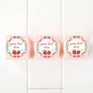 Editable Strawberry Labels Strawberry Birthday Favor Tags Gingham Jam ...