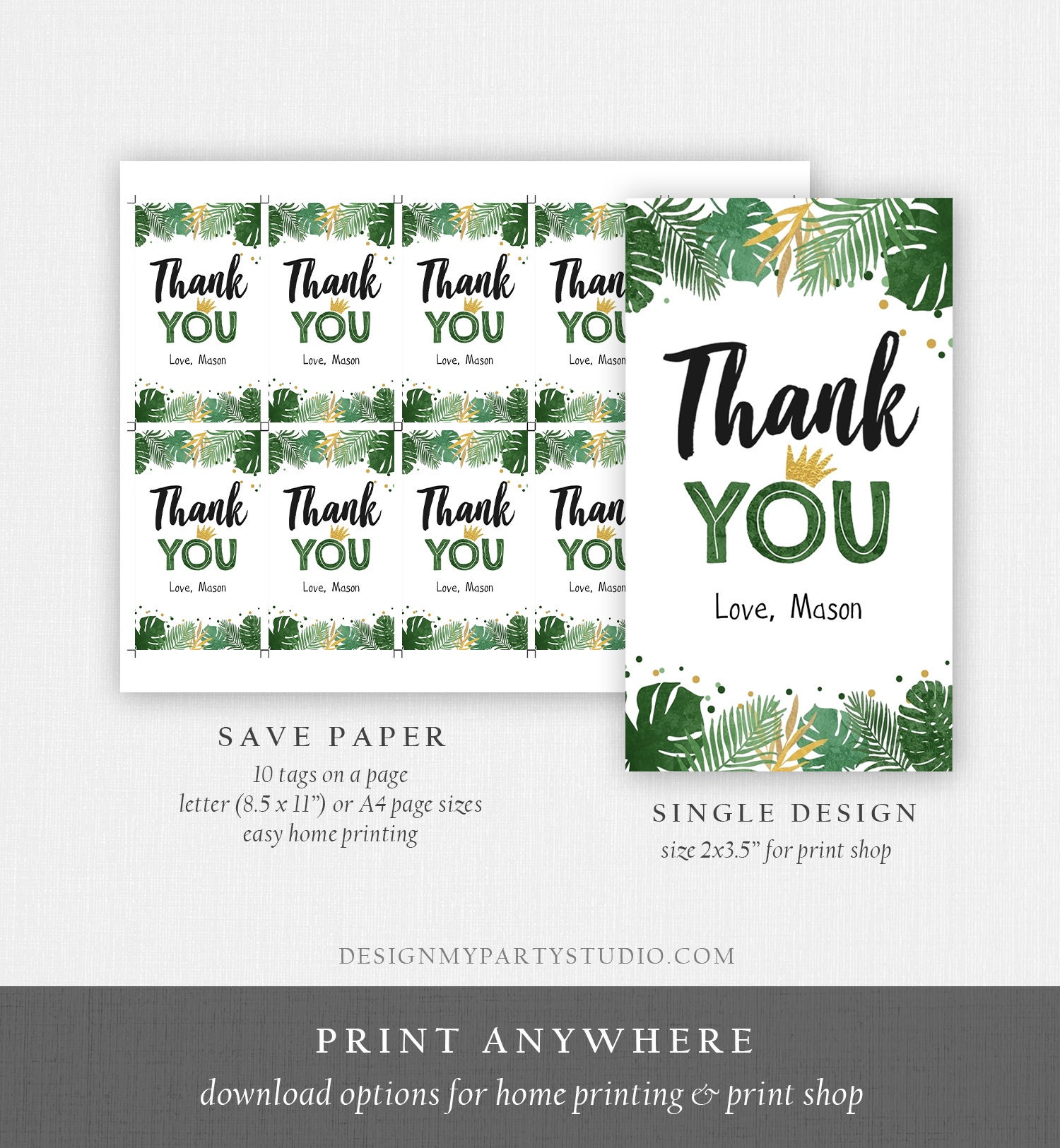 Editable Tropical Safari Favor Tags Thank You Wild One Label | Etsy