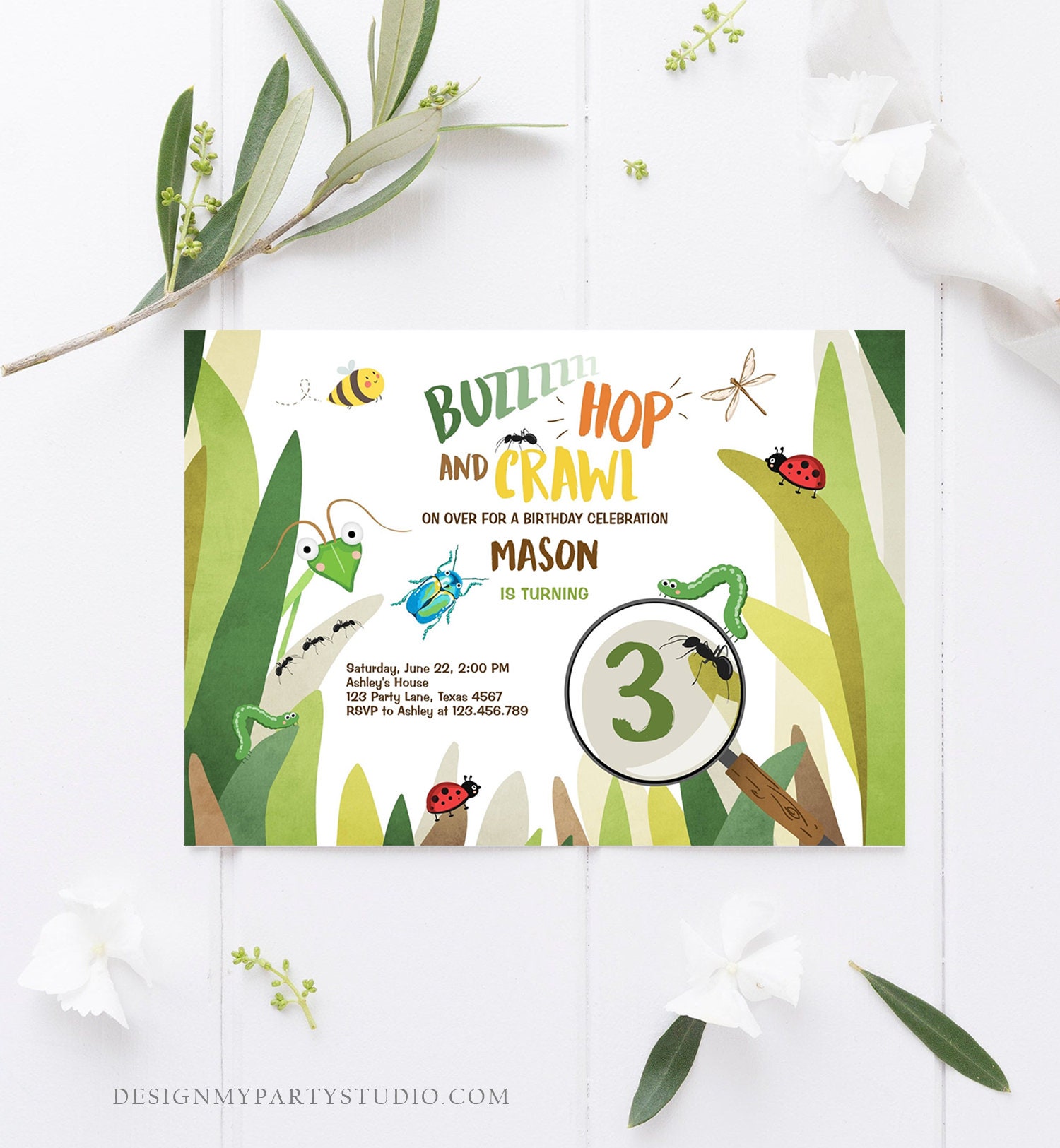 Editable Bug Birthday Invitation Insect Party Bugging Outdoor - Etsy