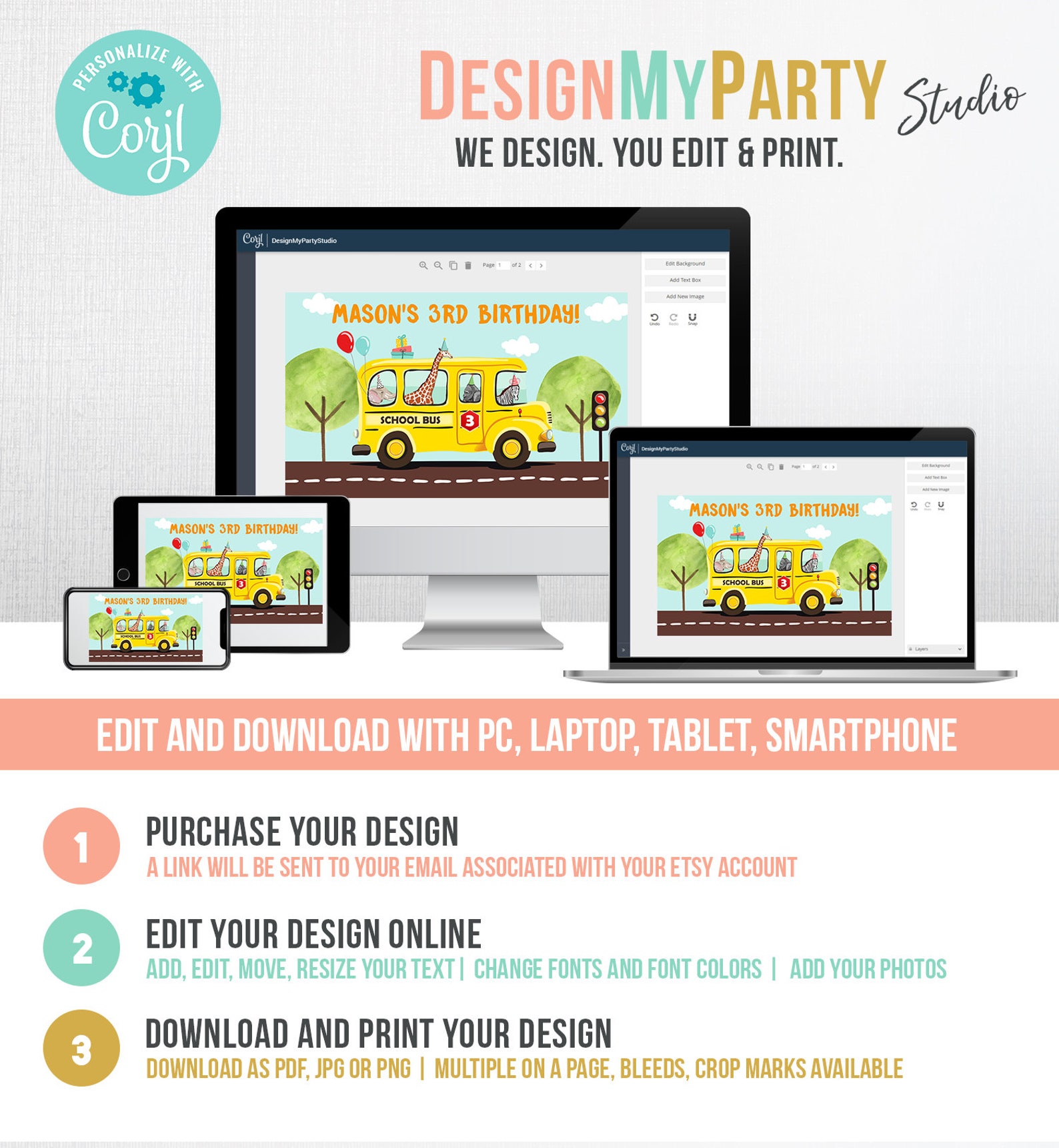 Editable Wheels on the Bus Backdrop Banner School Bus Birthday - Etsy ...