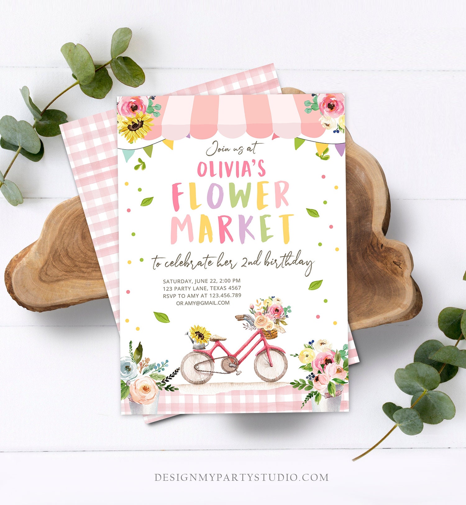 Editable Flower Market Birthday Invitation Home Grown Farmers Farm ...