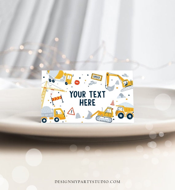 Editable Construction Birthday Food Tent Cards Construction Labels Dump ...