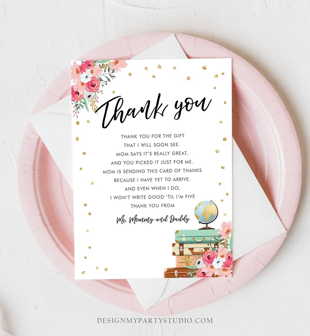 Editable Travel Thank You Card Adventure Traveling Note Miss - Etsy