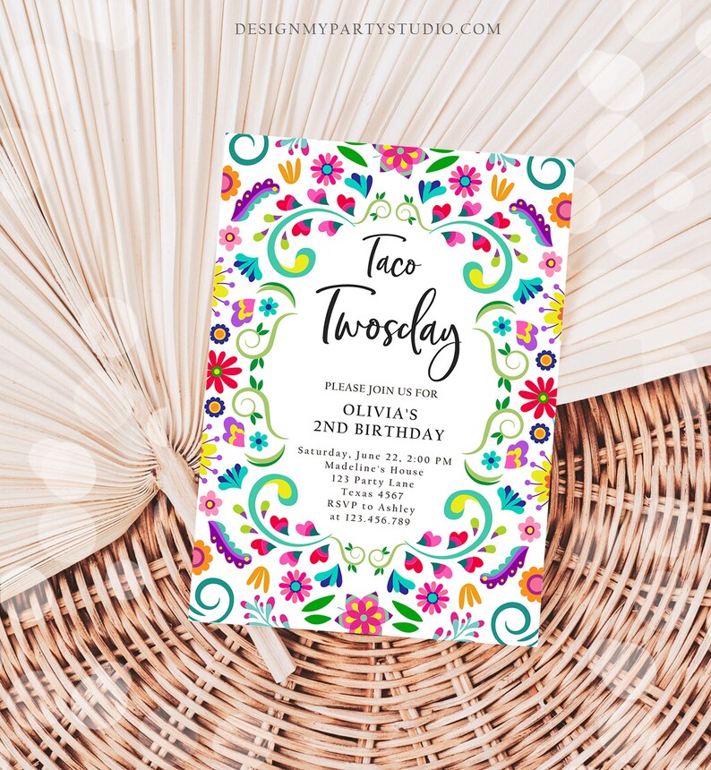 Editable Taco Twosday Fiesta Birthday Invitation Second Birthday 2nd ...