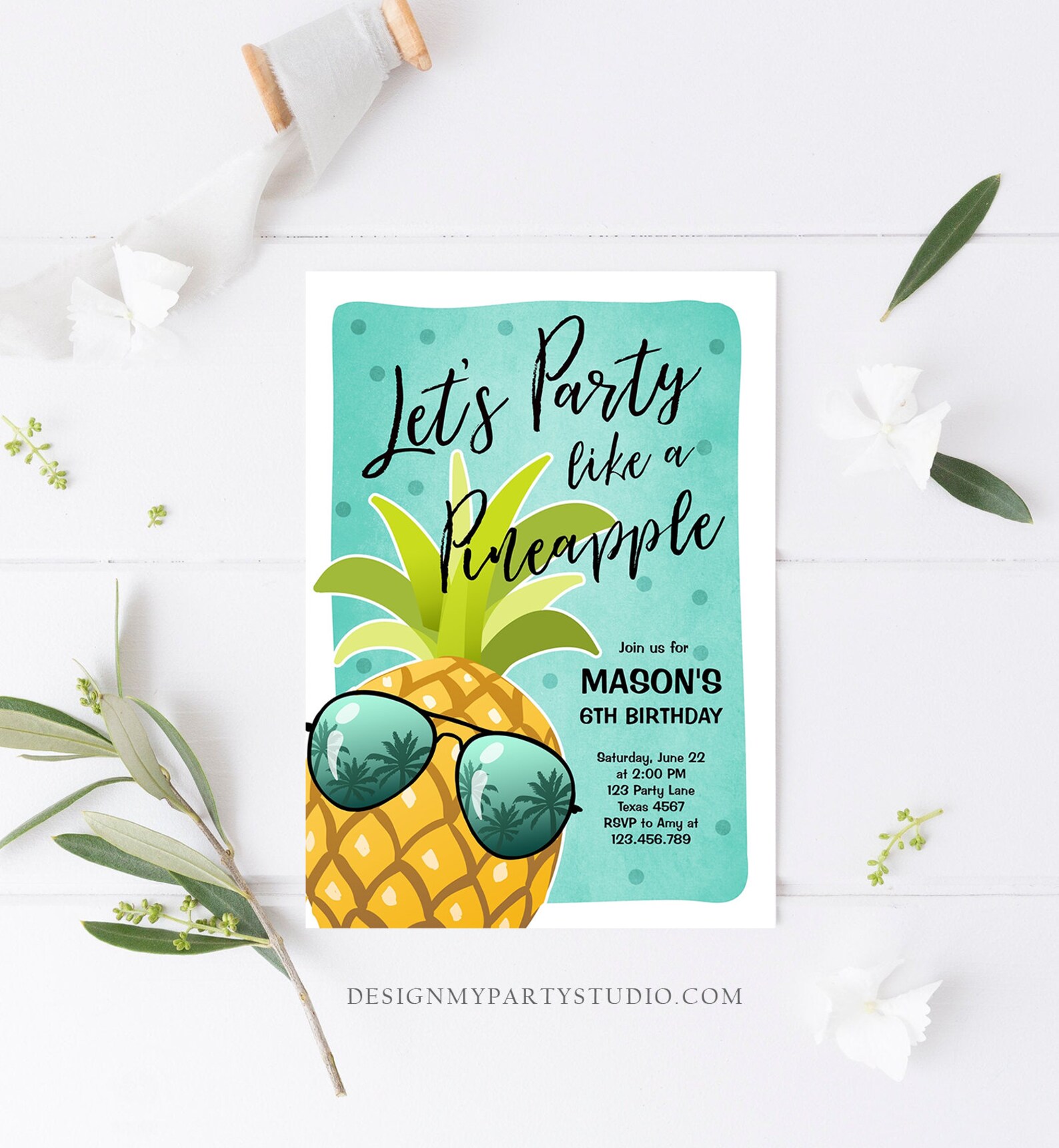 Editable Pineapple Birthday Invitation Lets Party Like a - Etsy