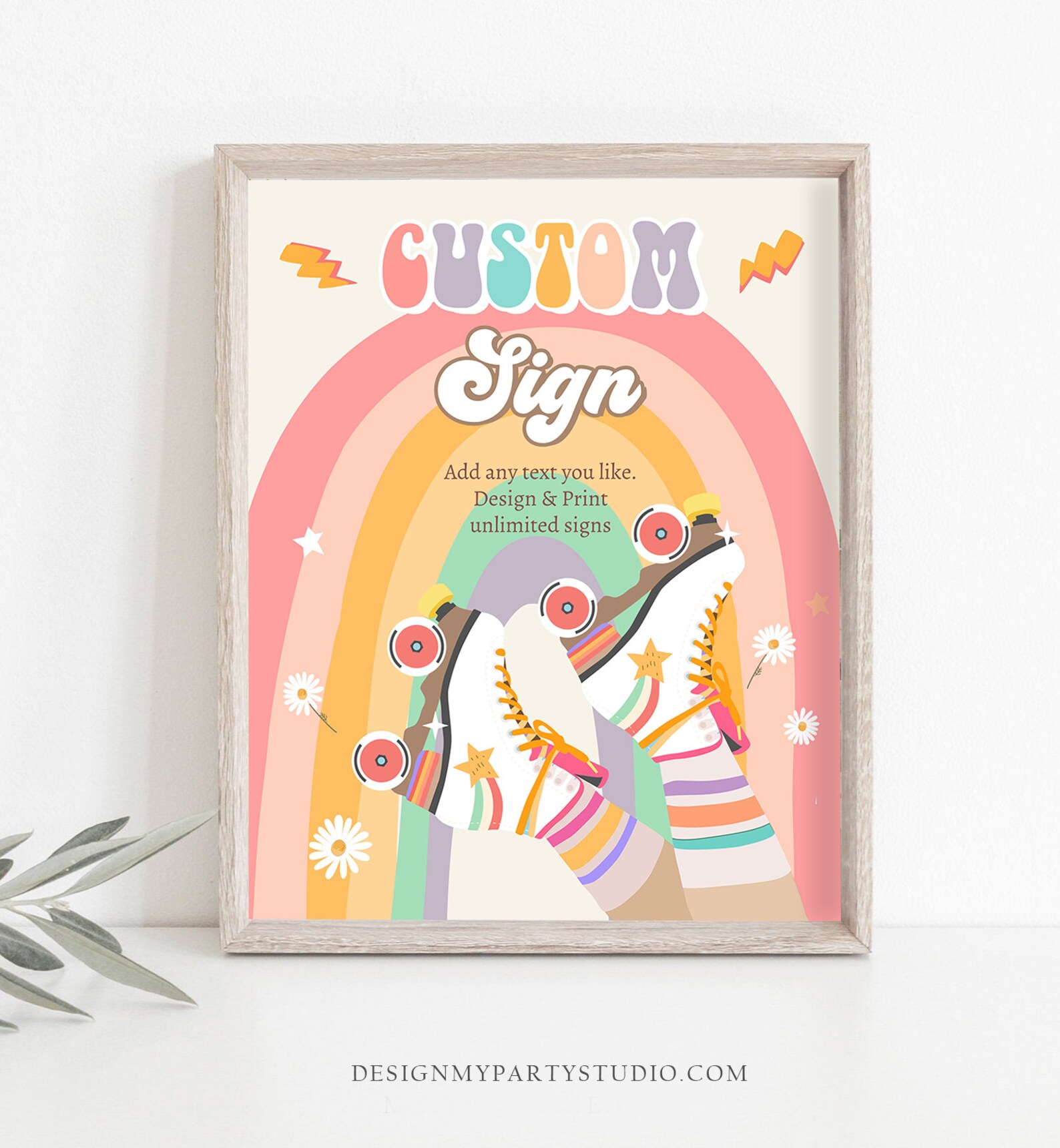 Editable Custom Sign Retro Roller Skate Birthday Party Sign - Etsy