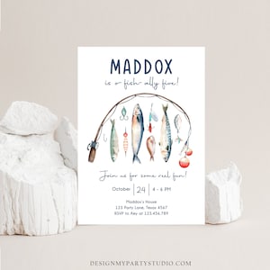 Editable Fishing Birthday Invitation Fishing Party O-fish-ally the Big ...