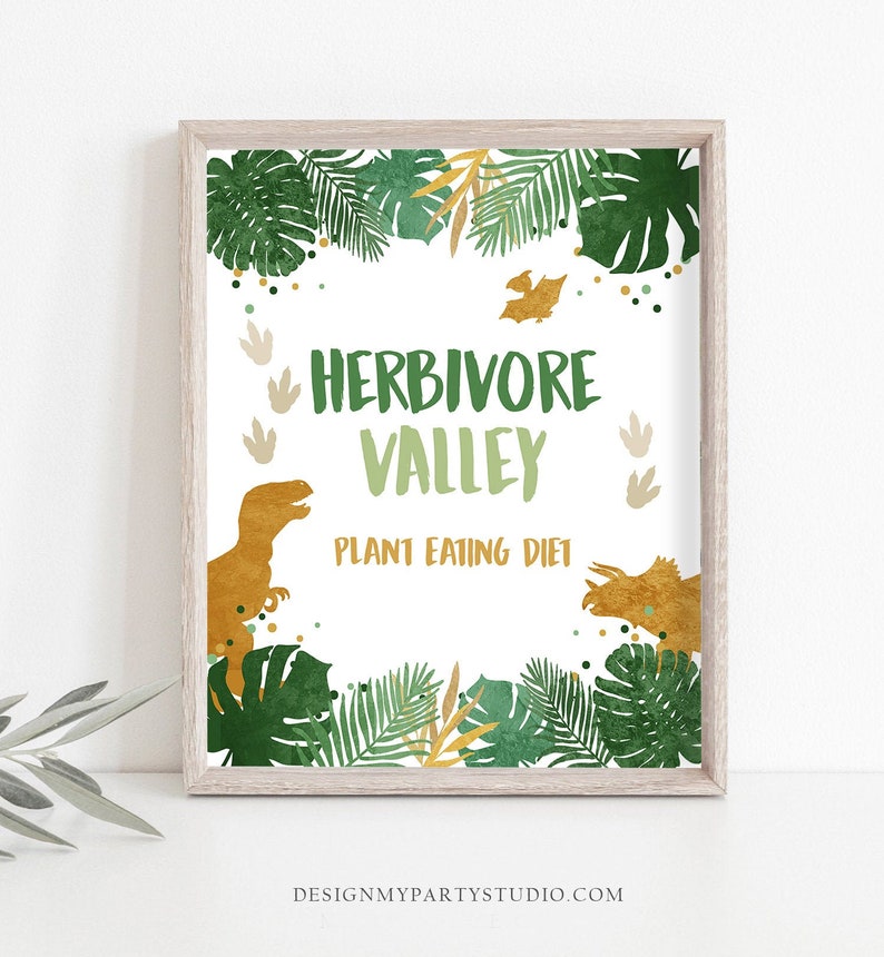 Herbivores Dinosaur Birthday Sign Food Table Decor Dinosaur Birthday ...