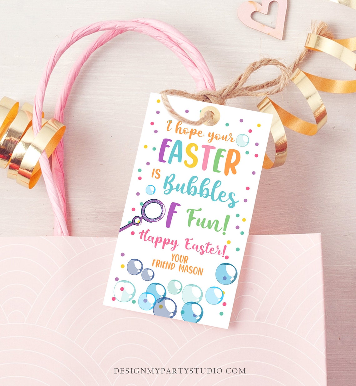 Editable Easter Bubbles Tag Easter Tags Kids Easter Gift Tag Classroom ...