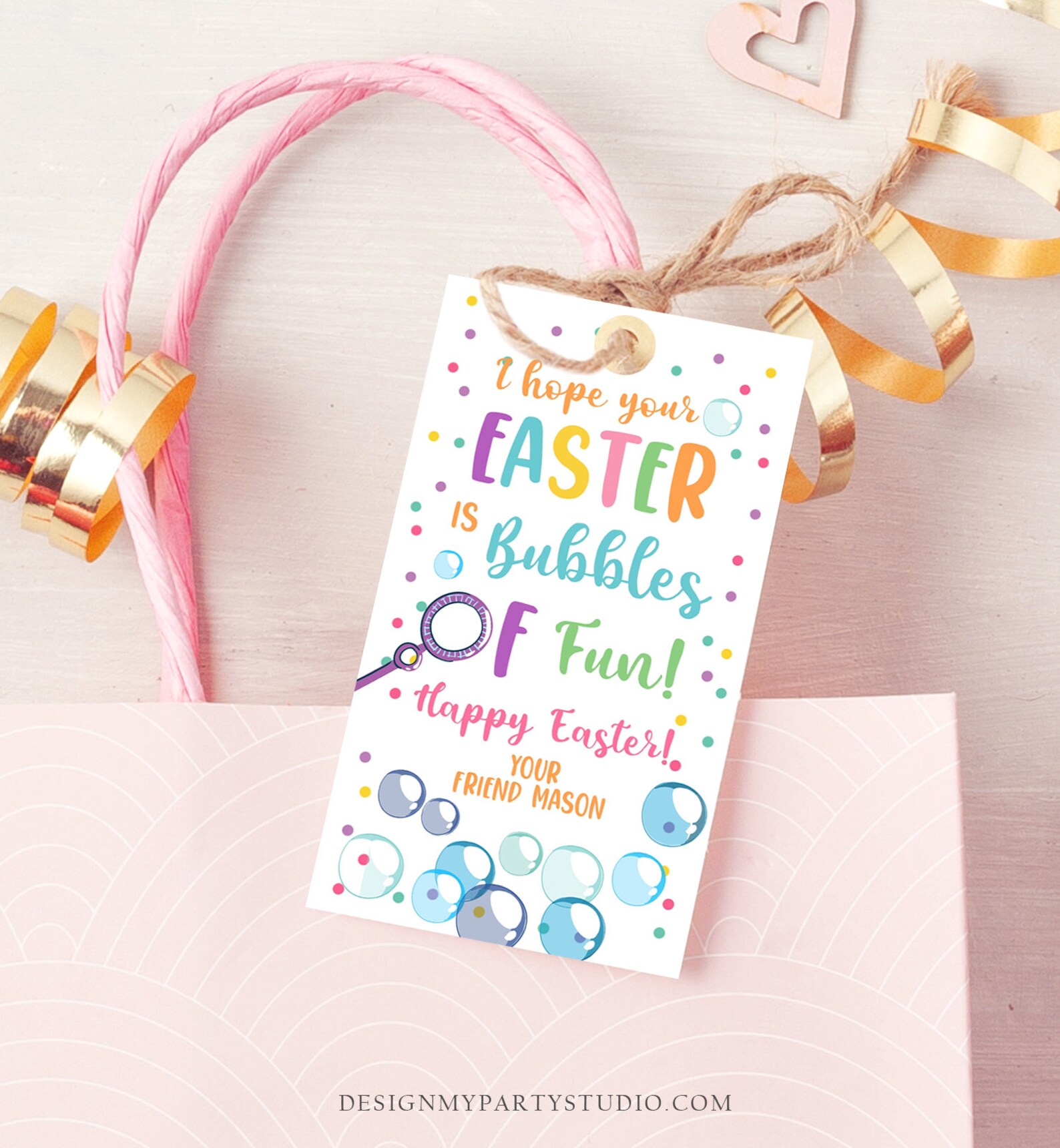 Editable Easter Bubbles Tag Easter Tags Kids Easter Gift Tag - Etsy