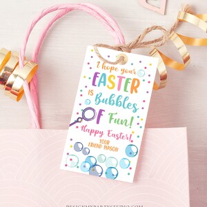 Editable Easter Bubbles Tag Easter Tags Kids Easter Gift Tag Classroom ...