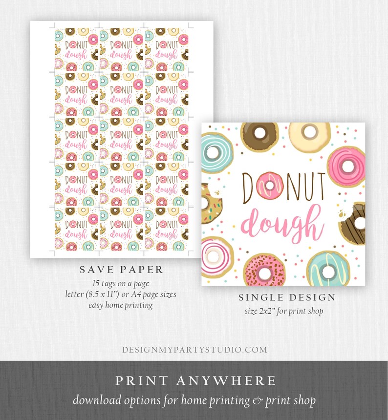 Editable Donut Dough Favor Tags Donut Birthday Thank You Tag - Etsy