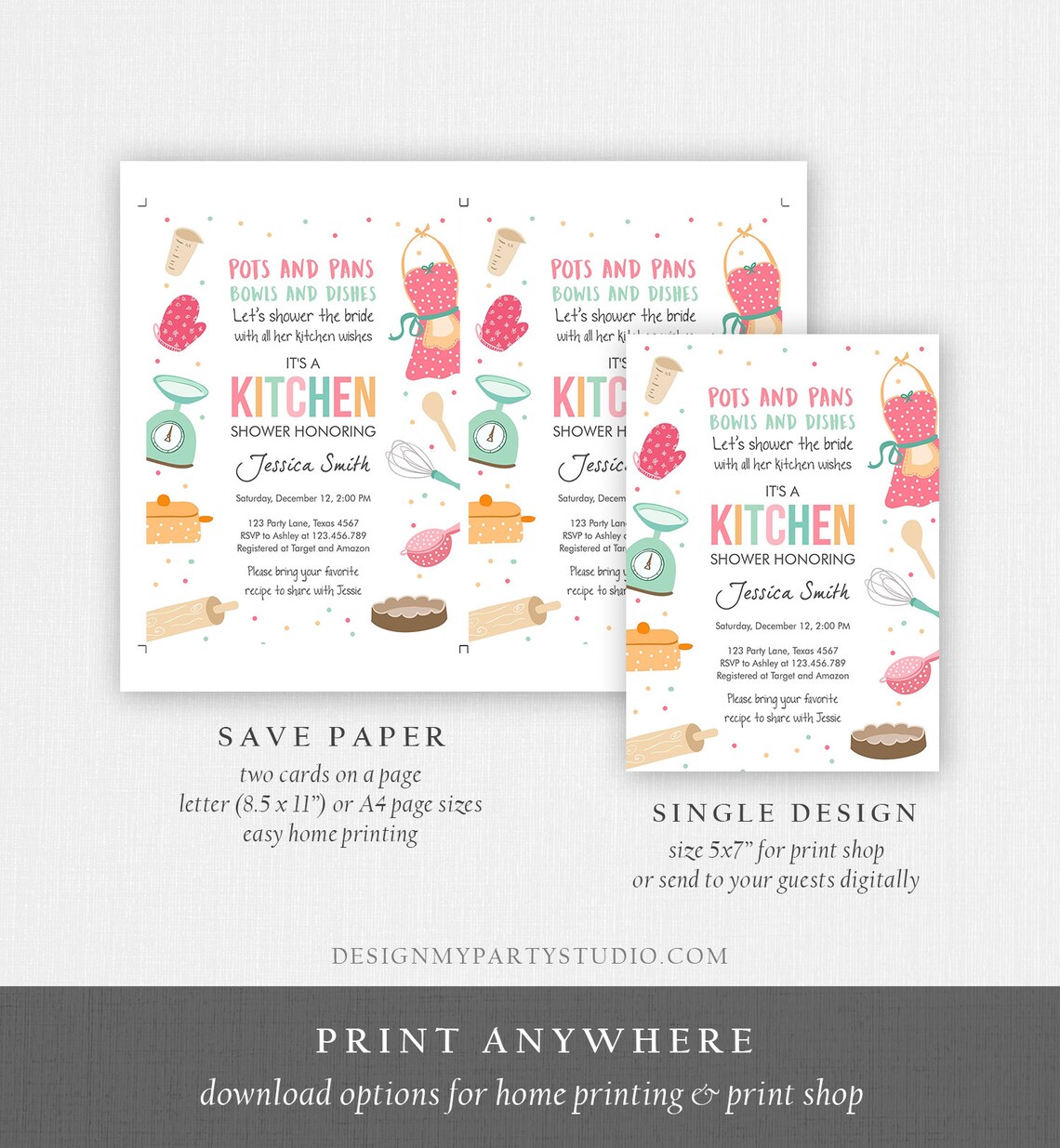Editable Stock the Kitchen Bridal Shower Invitation Cooking - Etsy
