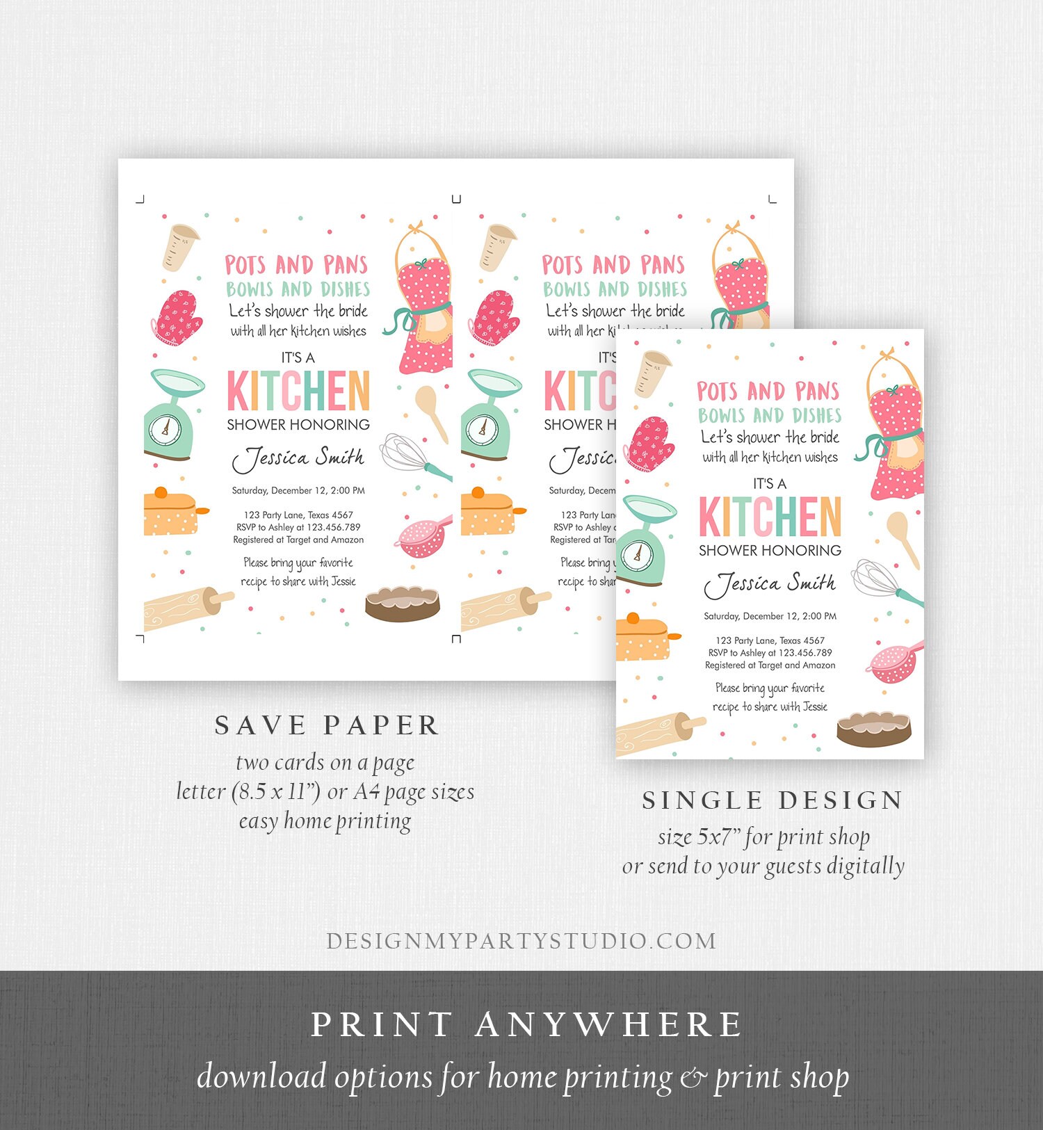Editable Stock the Kitchen Bridal Shower Invitation Cooking - Etsy