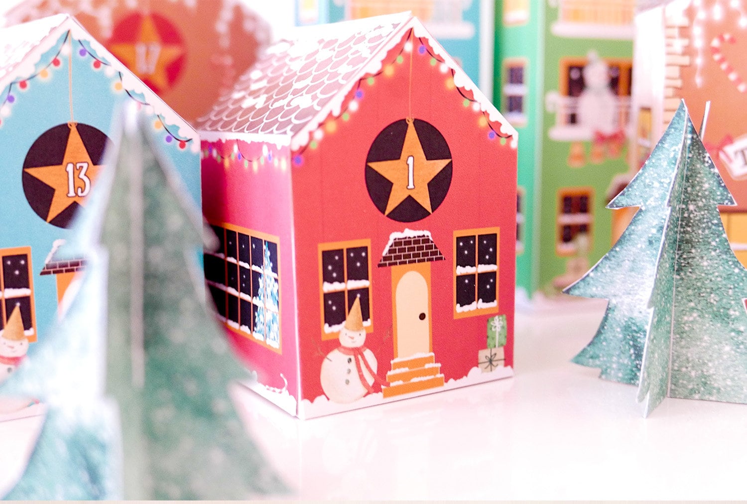 Printable Advent Calendar Houses DIY Paper Christmas Village Boxes ...