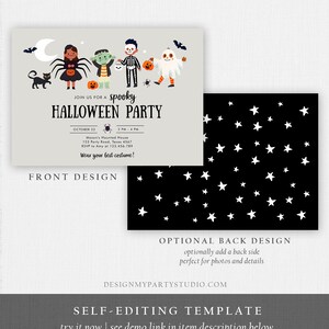Editable Halloween Party Invitation Halloween Birthday Invitation Kids ...