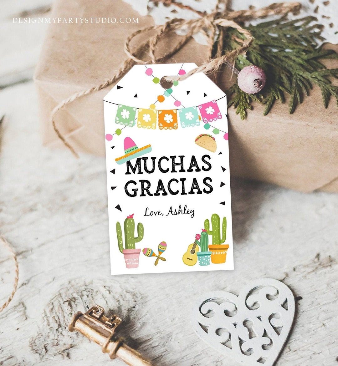 Editable Cactus Fiesta Favor Tag Mexican Muchas Gracias Thank You Tag ...