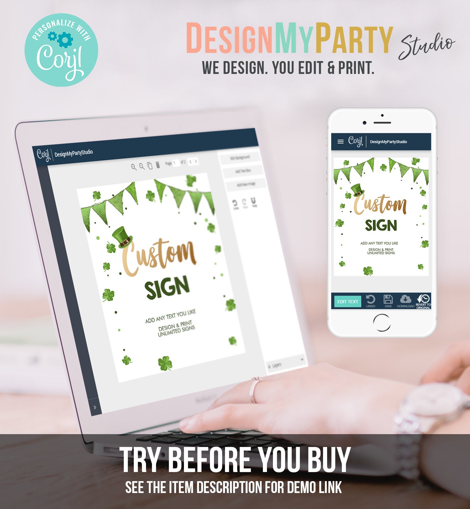 Editable Custom Sign St. Patrick's Day Sign St Patricks Day Decor ...
