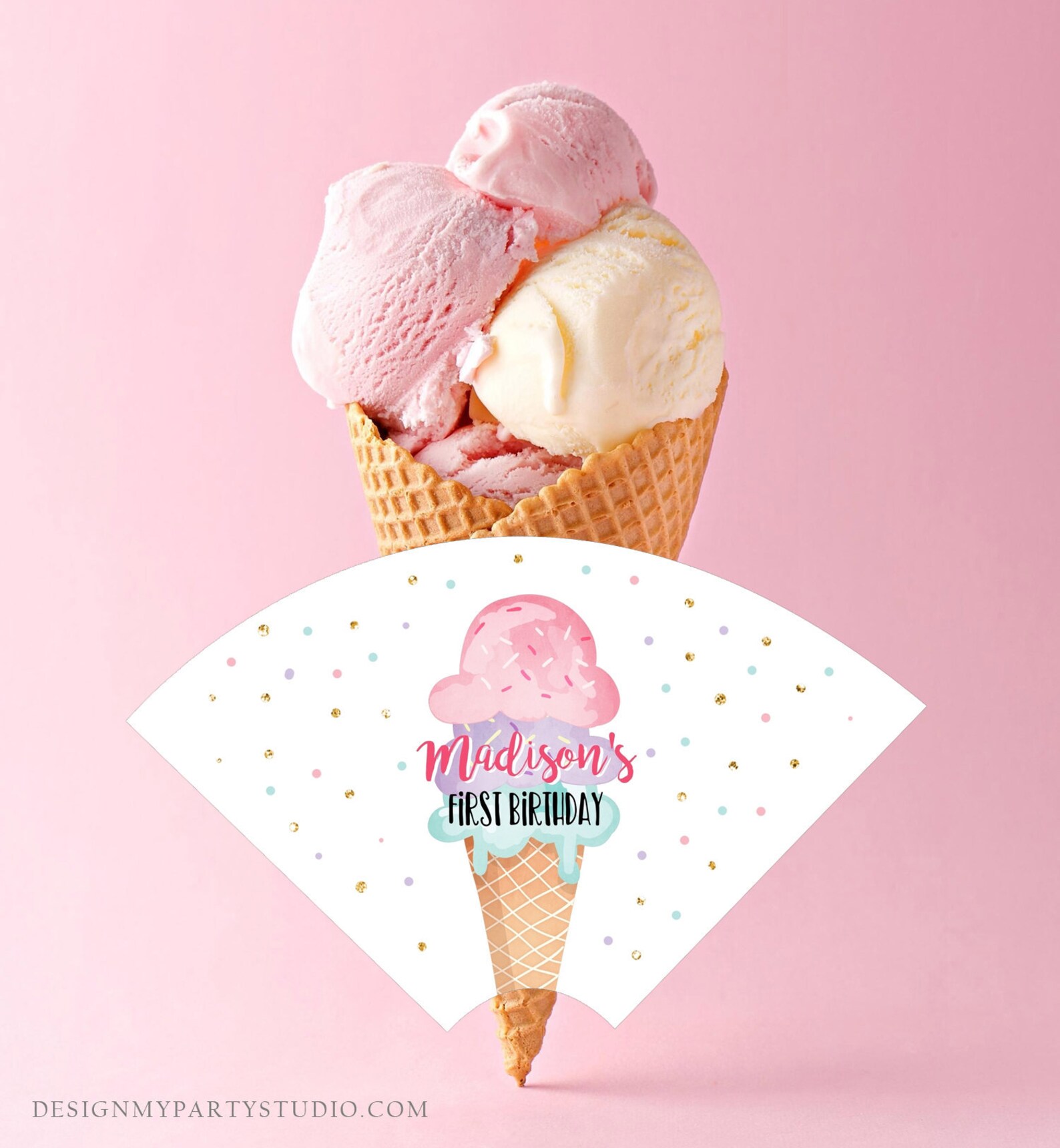 Editable Ice Cream Cone Wrapper Ice Cream Label Ice Cream - Etsy