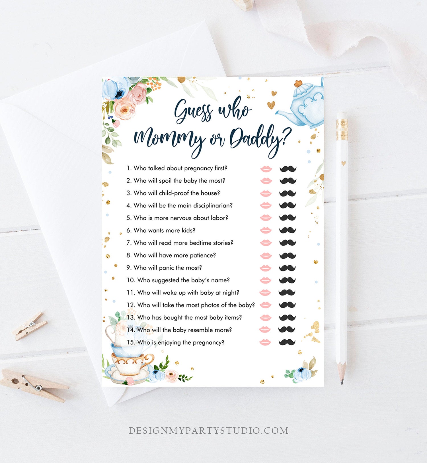 Editable Mommy or Daddy Baby Shower Game Guess Who Mom Dad Tea - Etsy UK