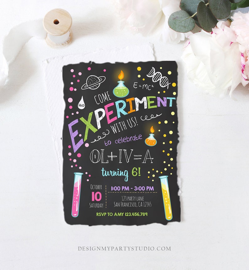 Editable Science Experiment Birthday Invitation Girl - Etsy