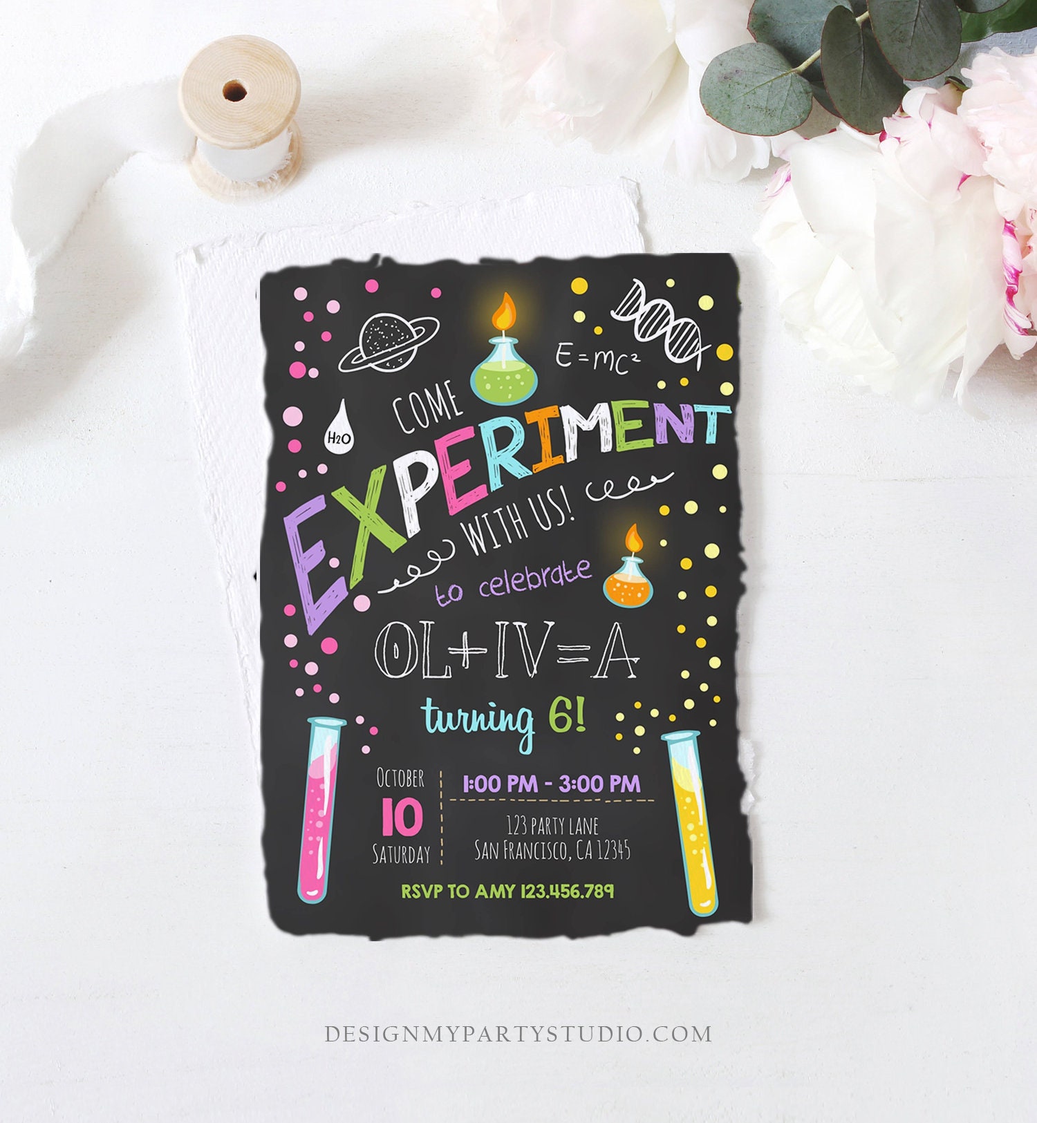 Editable Science Experiment Birthday Invitation Girl - Etsy