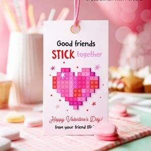 Editable Valentines Day Gift Tag Building Blocks Non Candy Treat Stick ...