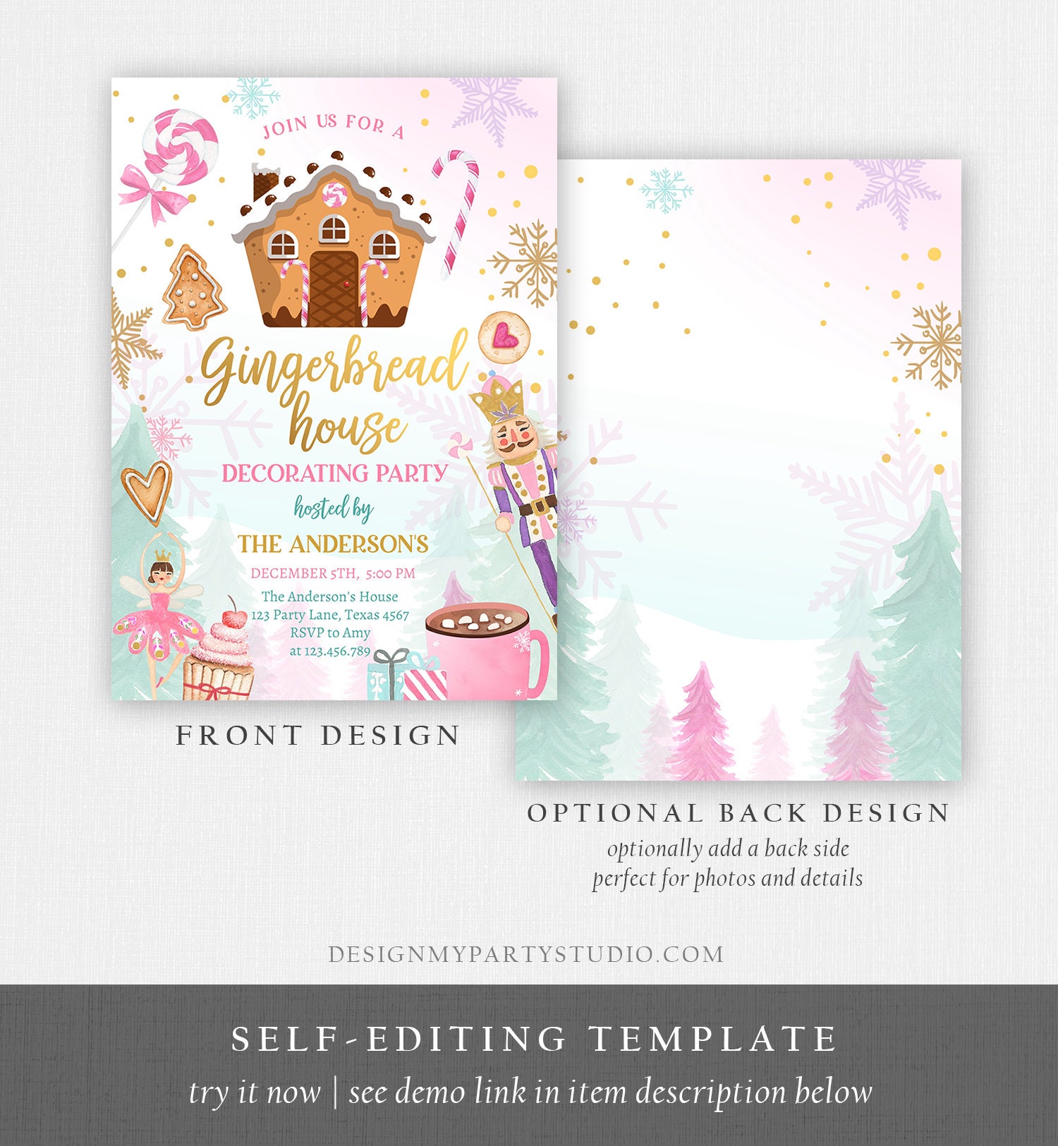 Editable Gingerbread House Decorating Party Invitation Land of - Etsy