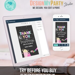 Editable Movie Night Favor Tag Thank You Gift Tag Cinema Under the ...
