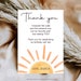 Editable Sun Thank You Card Sun Birthday Party Thank You Note Sunshine ...