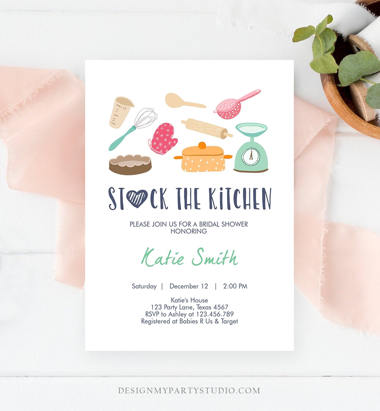 Editable Stock the Kitchen Bridal Shower Invitation Cooking | Etsy