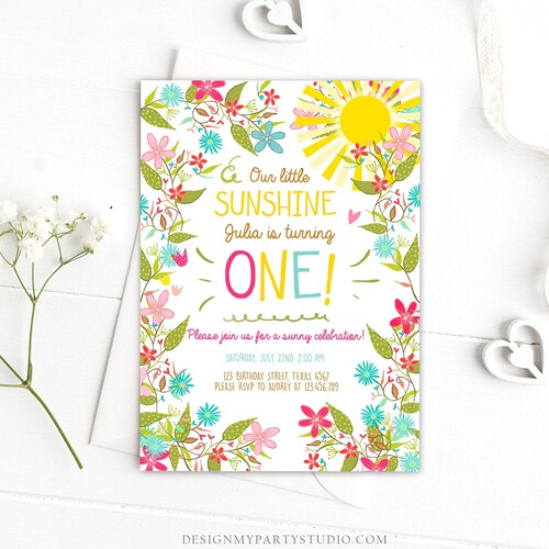 Editable Sunshine Birthday Invitation Template Our Little - Etsy