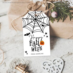 Editable Happy Halloween Gift Tags Trick or Treat Favor Tags Spiderweb ...