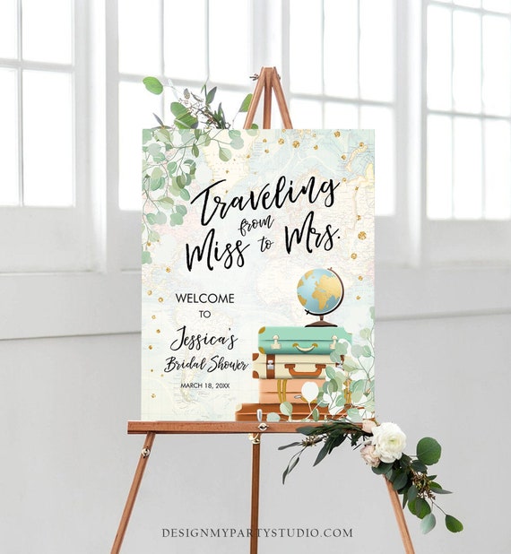 Editable Traveling From Miss to Mrs Welcome Sign Bridal Shower Map ...