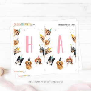 Happy Birthday Banner Dog Birthday Banner Puppy Pawty Girl Decor Animal ...