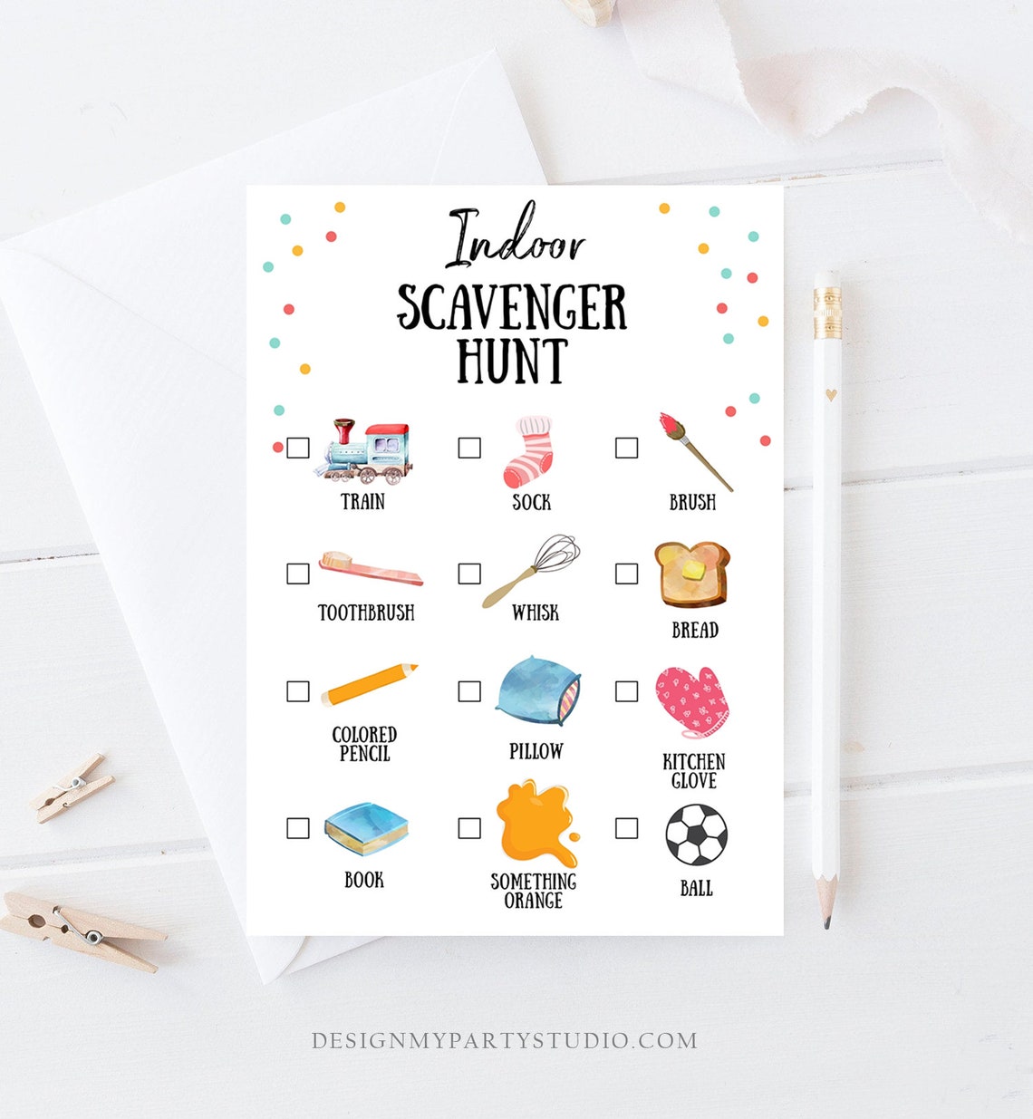Editable Indoor Scavenger Hunt for Kids Preschool Game Toddler | Etsy